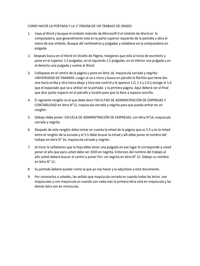 Portada y Primera Página en Word | PDF | Microsoft Word