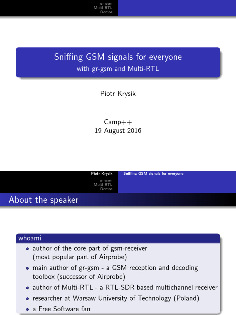 GR GSM Multi RTL Demos Sniffing GSM Sign | PDF | Gsm | Modulation