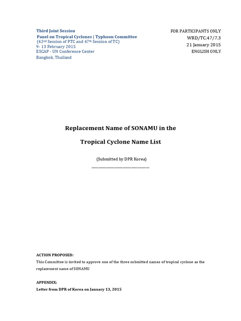 7.3 Replace TC - DPRK | PDF | Tropical Meteorology | Tropical Cyclone ...