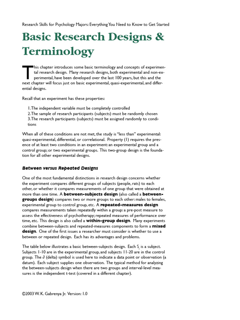 Essential Research Designs in Psychology | PDF | Experiment ...