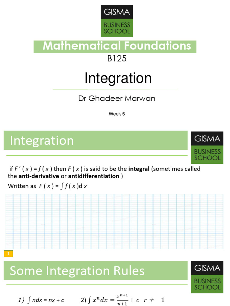 W5 Integration | PDF | Integral | Mathematical Analysis