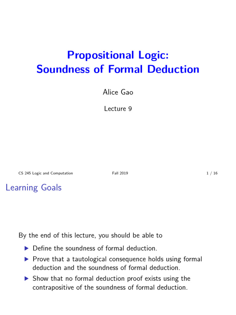 Lec09 Prop Soundness Nosol | PDF | Deductive Reasoning | Logic