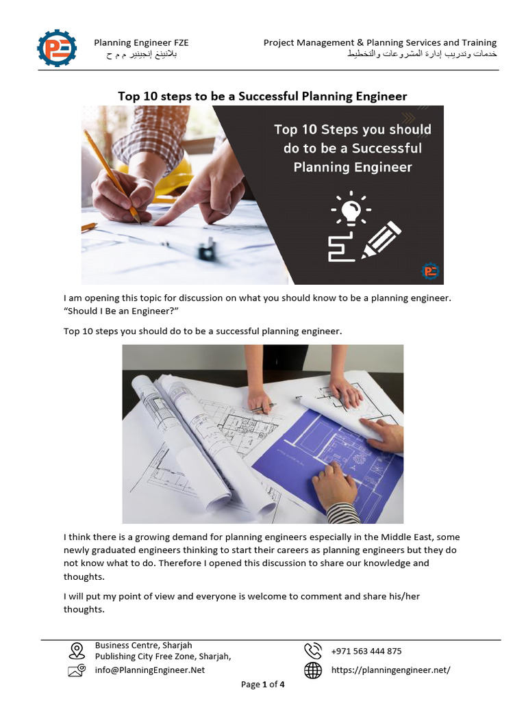 Top 10 Steps You Should Do To Be A Successful Planning Engineer | PDF ...