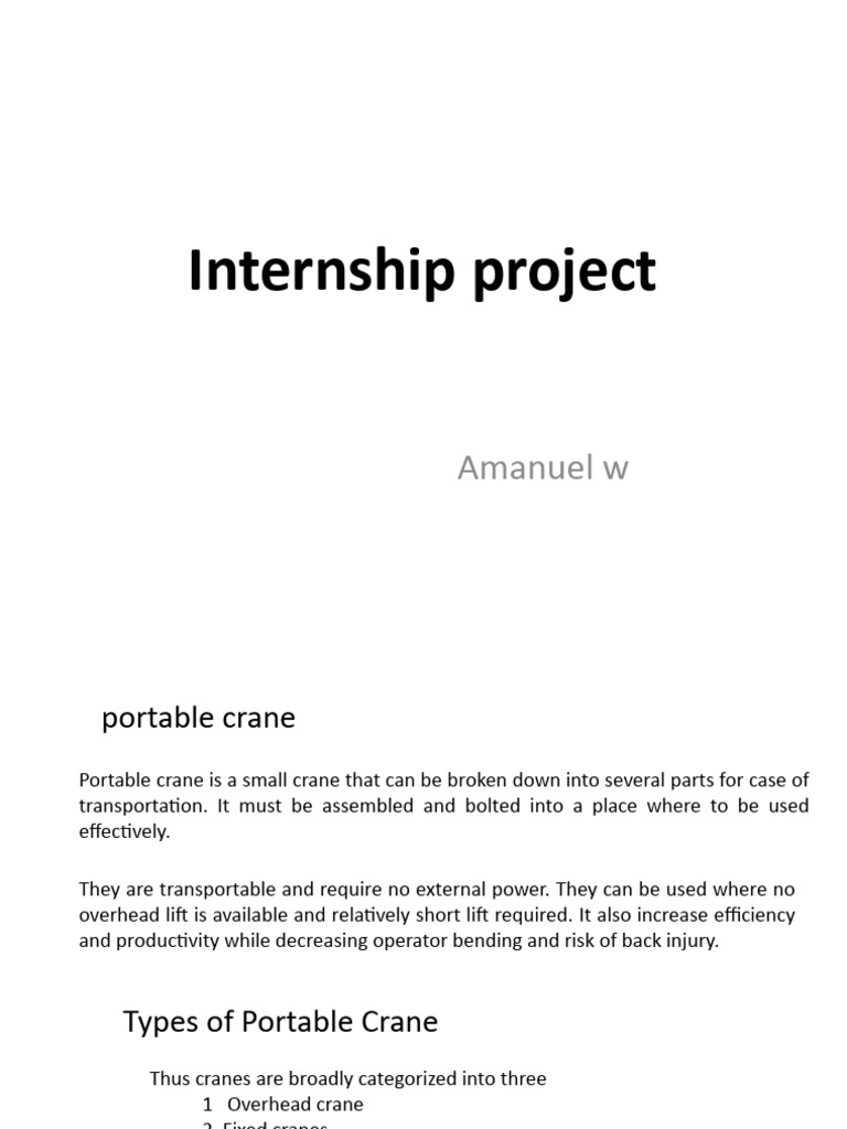 Internship Project | PDF | Crane (Machine) | Mechanical Engineering