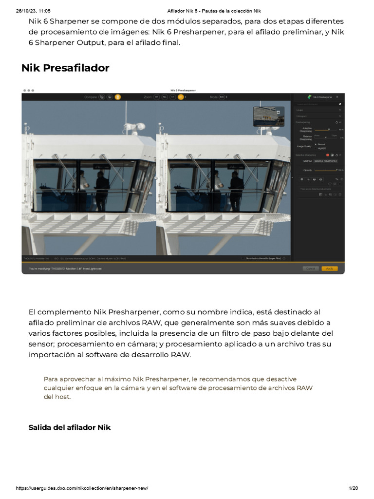 Guía de uso de Nik Sharpener 6 | PDF | Formato de imagen sin procesar ...