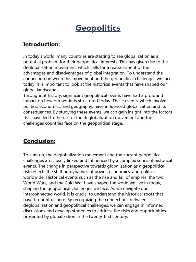 Geopolitics | PDF | Globalization | Geopolitics