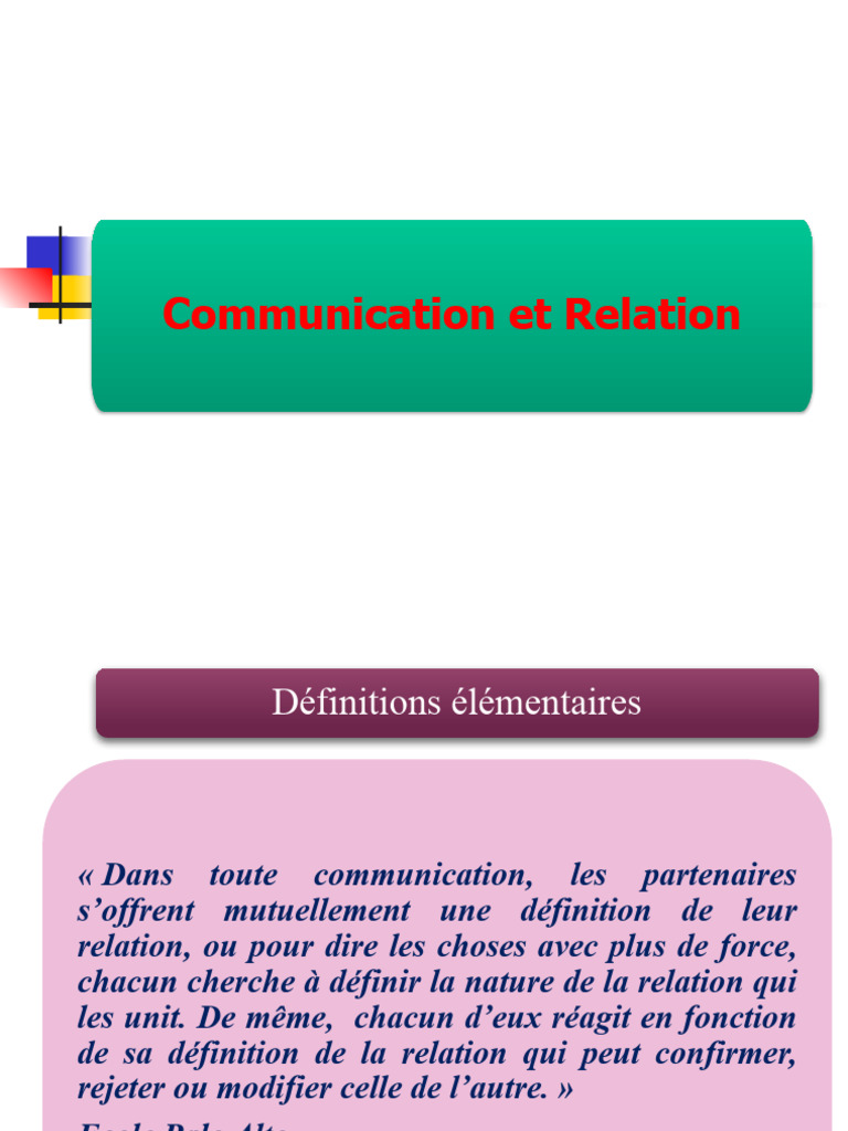 Cours Communication Et Relation | PDF | la communication | Concept de psychologie