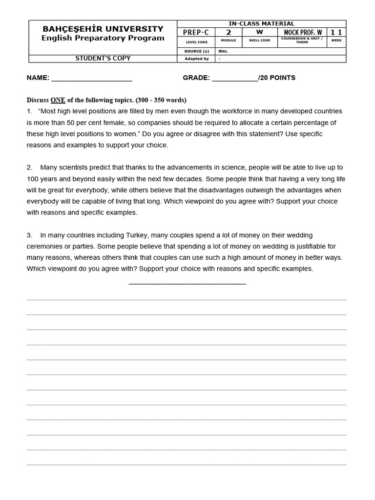 Writing Section | PDF