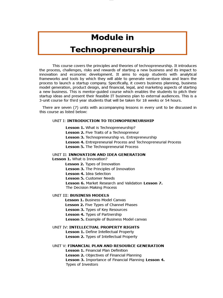 Techmodule 1 | PDF | Entrepreneurship | Startup Company