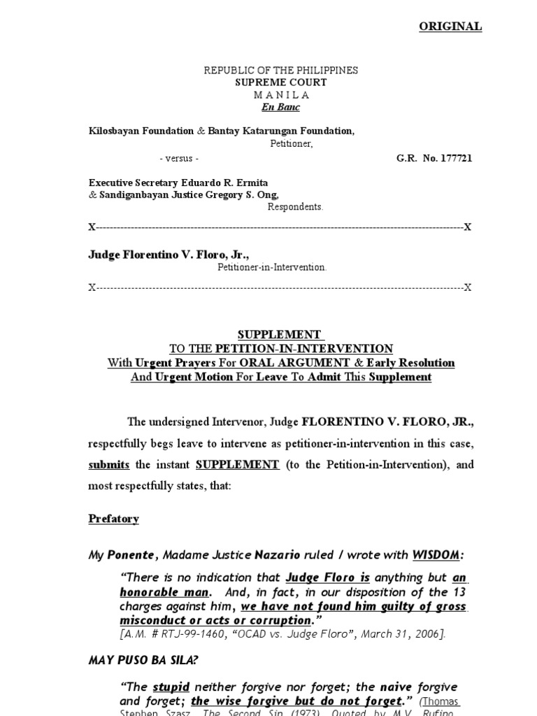 Supplement to Petition in Intervention | PDF | Judiciaries | Citizenship