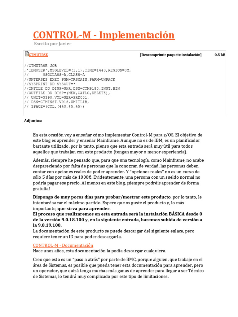 Instalación Control-M | PDF | Protocolo de transferencia de archivos | Ciencias de la Computación