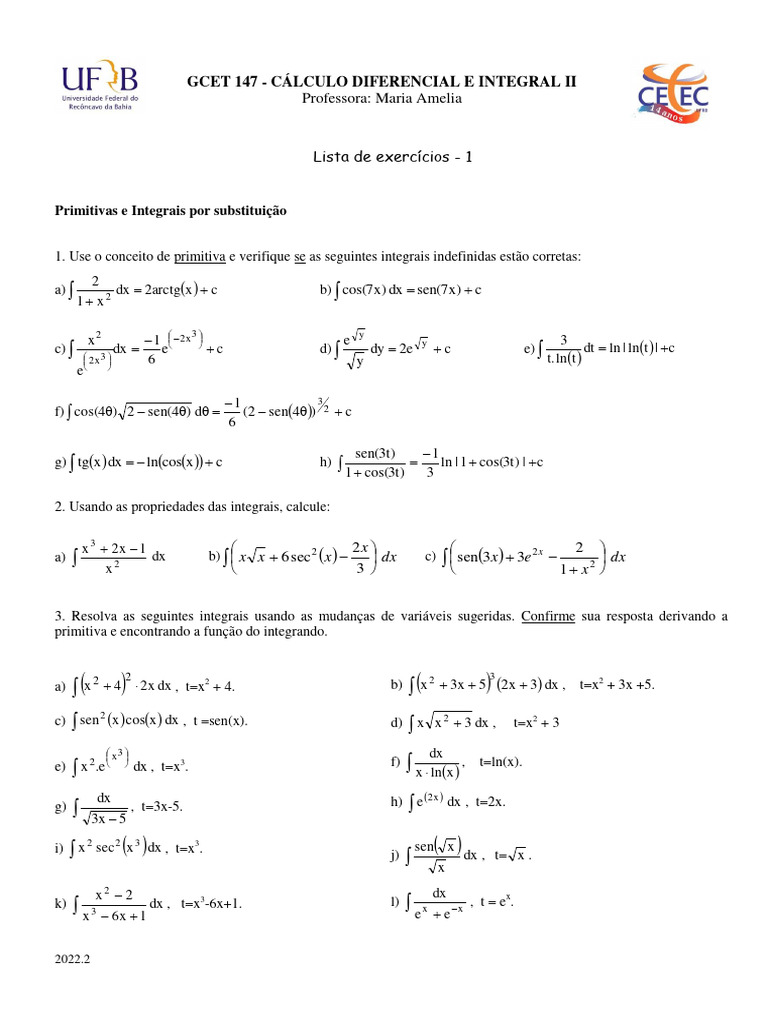 Integrais e Primitivas de Funções | PDF | Curva | Integrante