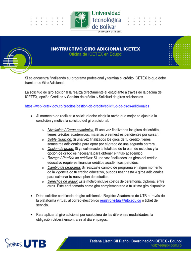 Instructivo Giro Adicional Con Icetex-2022 | PDF