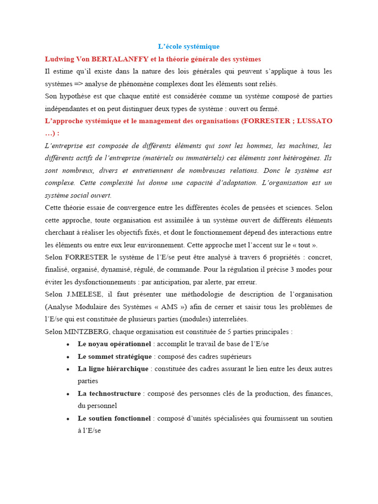 Approche systémique des organisations | PDF | Business