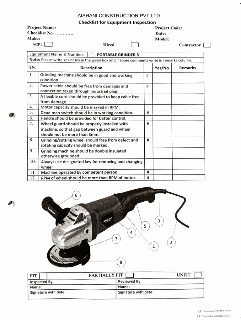 Grinder Machine Checklist.. | PDF