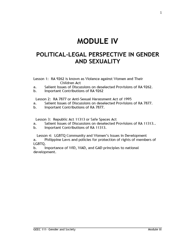 Gender Society Module 4 | PDF | Discrimination | Homosexuality