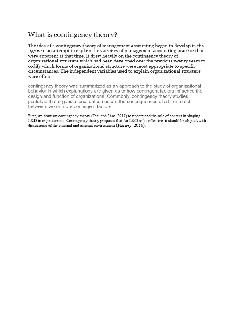 Contingency Theory in Management | PDF