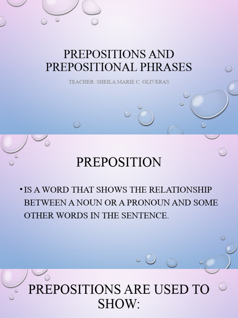 Prepositions and Prepositional Phrases | PDF | Preposition And ...