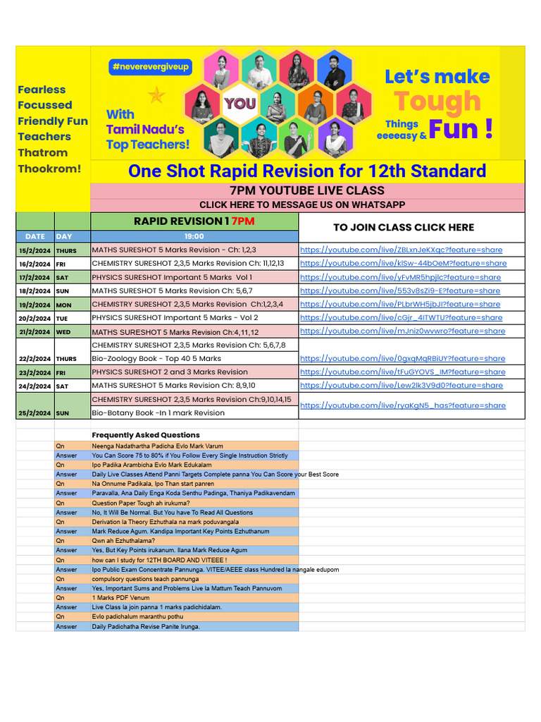 One Shot Revision For Class 11 and 12 Week 1 | Download Free PDF | Schools