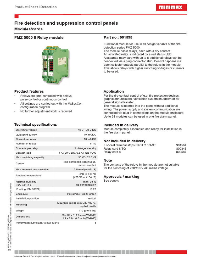 MINIMAX Data Sheet of FMZ 5000 8 Relay Module | PDF | Relay ...