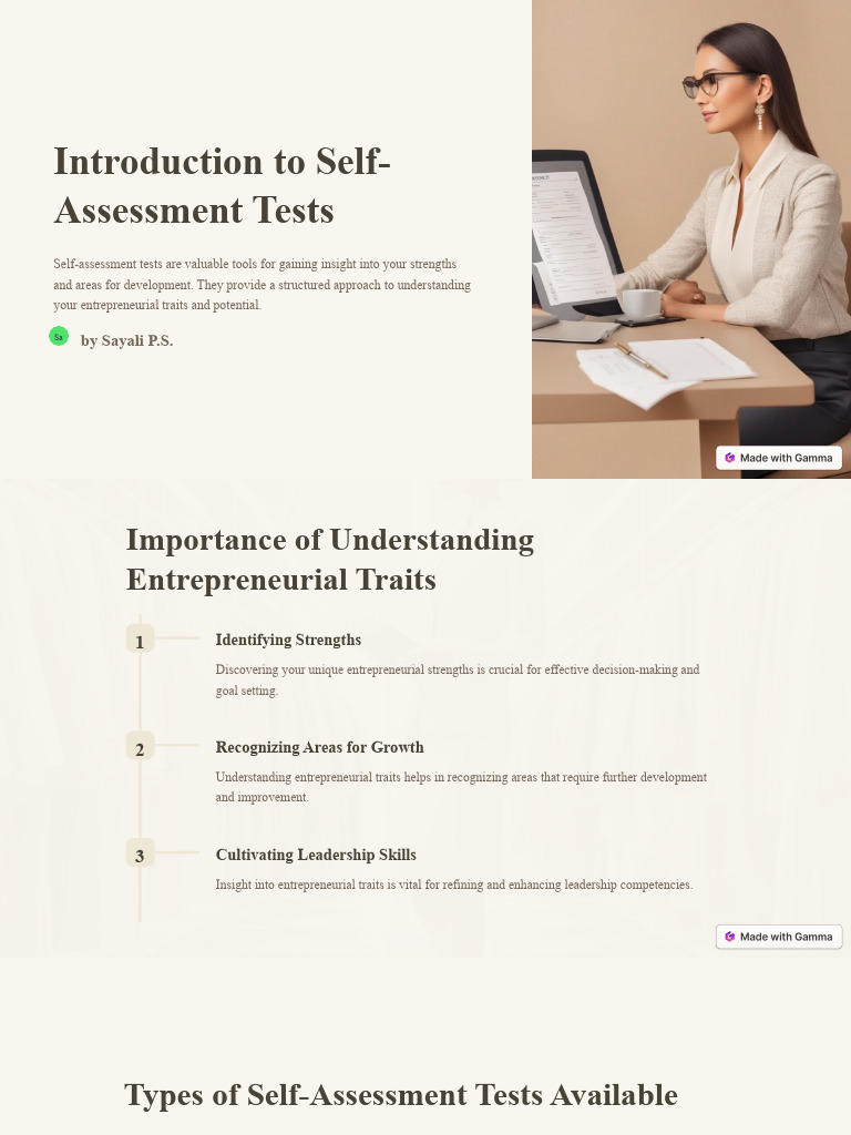 Introduction To Self Assessment Tests | PDF | Entrepreneurship | Leadership