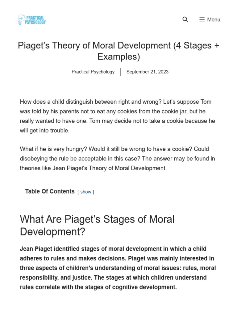 Piaget's Theory of Moral Development (4 Stages + Examples) - Practical ...