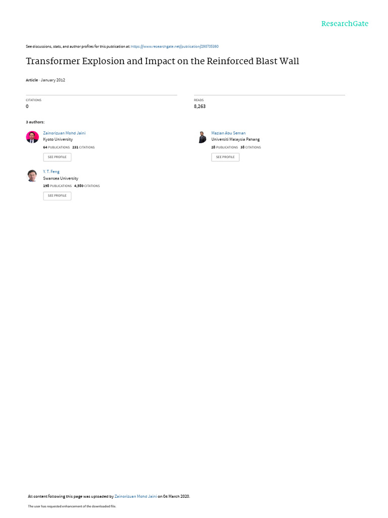 Transformer Explosion and Impact On The Reinforced | PDF | Fracture ...