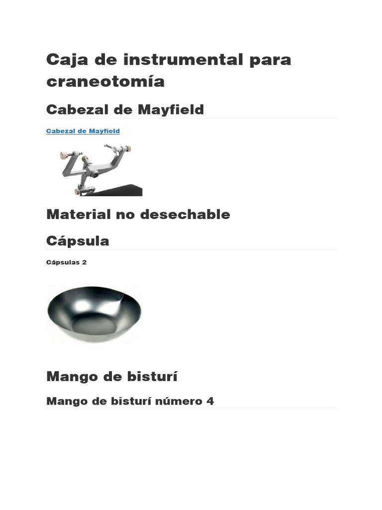 Instrumental Quirúrgico para Craneotomía | PDF