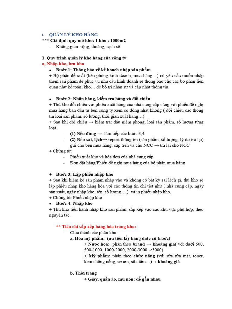 Quy Trình Kho - B Sung CH NG T - NamPD | PDF