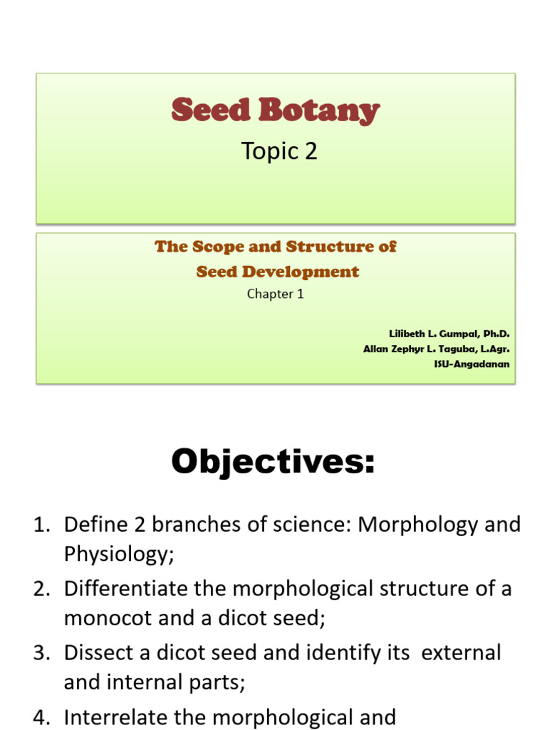 Topic 2 Seed Botany | PDF | Seed | Seedling
