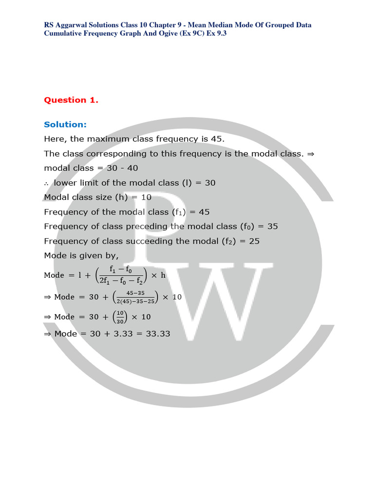 Solution | PDF | Mode (Statistics) | Mean