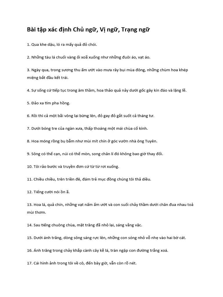 Bài tập xác định CN, VN, TN | PDF