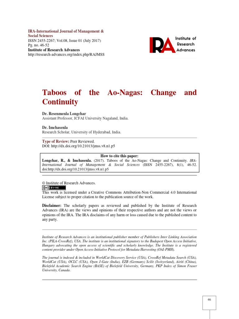 Ao-Naga Taboos: Change & Continuity | PDF | Taboo | Loom