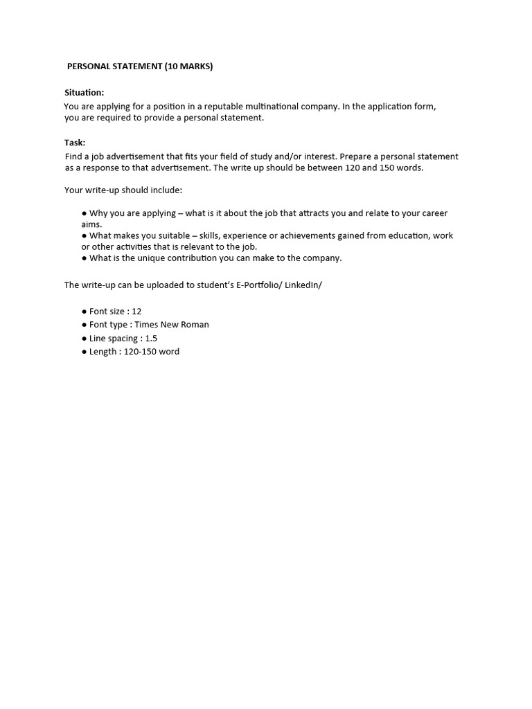 Personal Statement Guide for Job Applications | PDF