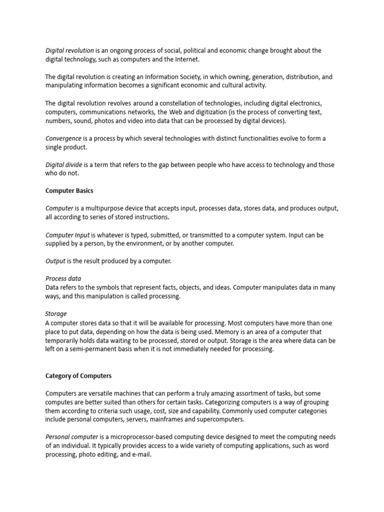 Digital Tech & Computer Basics | PDF | Server (Computing) | Personal Computers