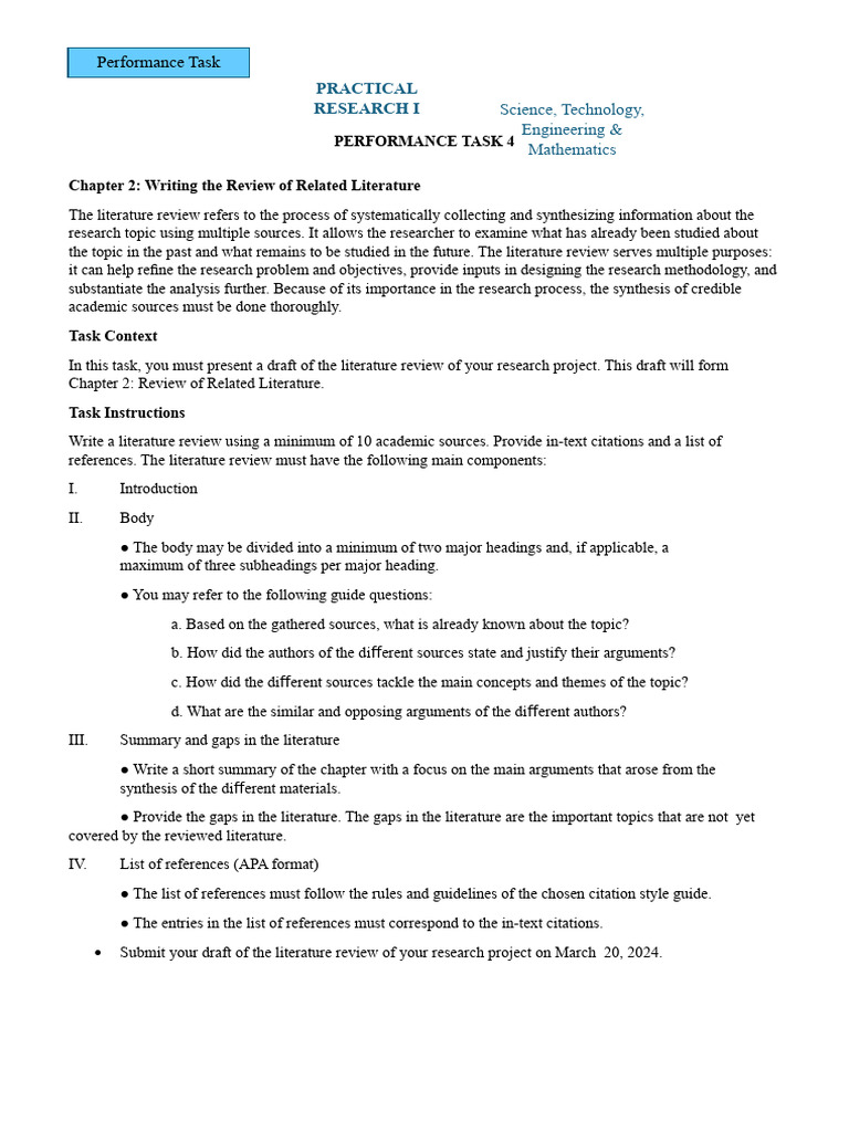 Performance Task 4 | PDF | Literature Review | Citation