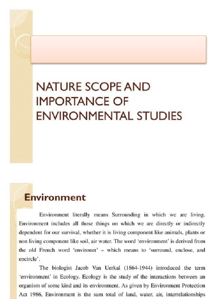 Nature and Scope of Environmental Studies | PDF