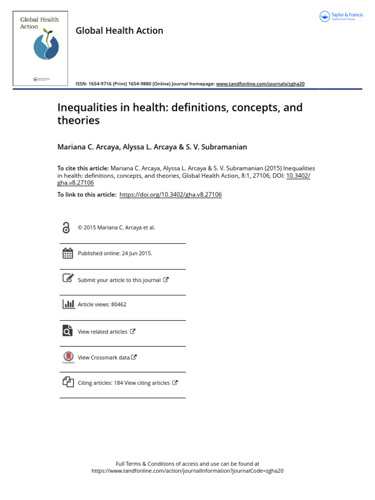 Inequalities in Health Definitions Concepts and Theories | PDF | Health ...