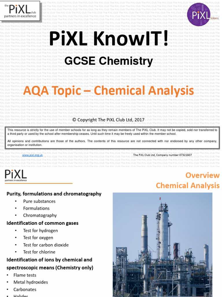 Pixl Knowit!: Gcse Chemistry | PDF | Hydroxide | Precipitation (Chemistry)