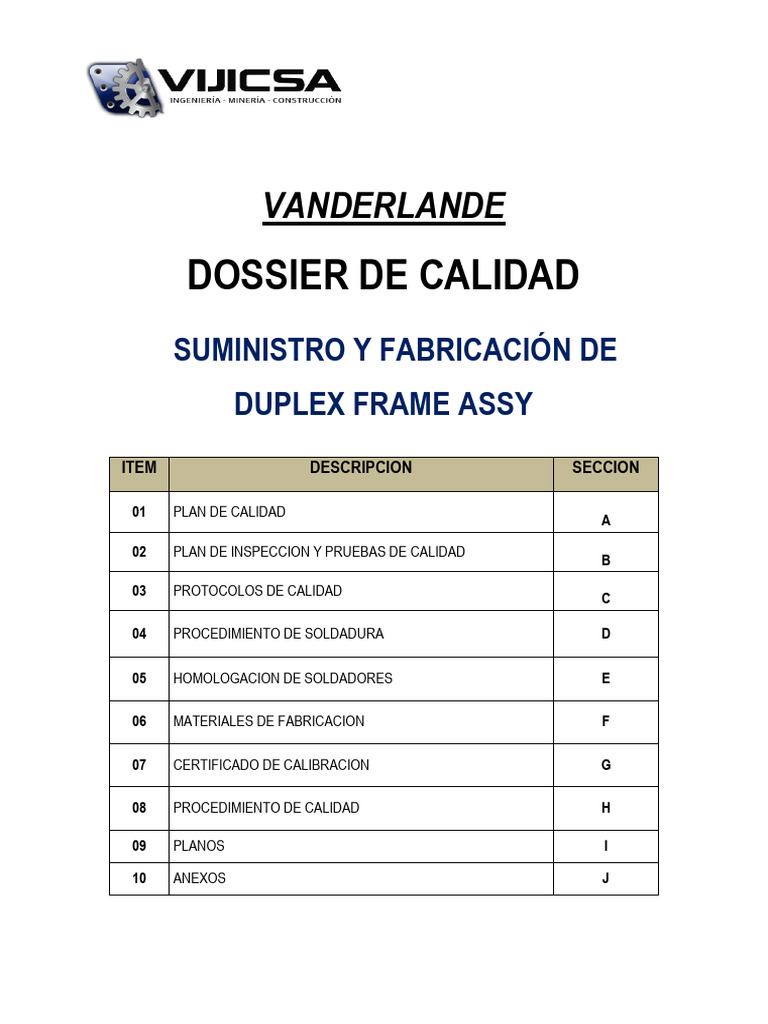 Dossier Duplex Frame Assy | PDF | Calidad (comercial) | Evaluación