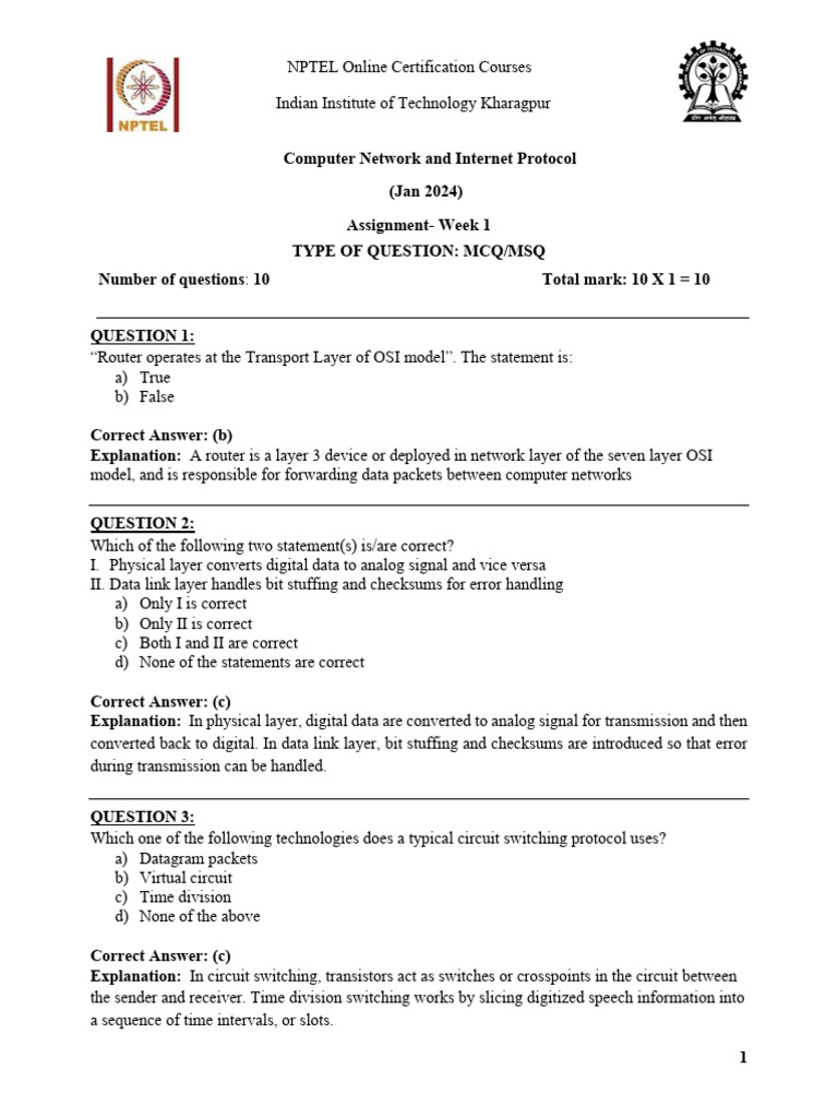 CNIP Assignment 01 | PDF | Network Switch | Osi Model