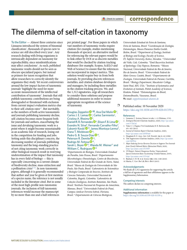 Self-Citation Issues in Taxonomy | PDF | Taxonomy (Biology) | Science