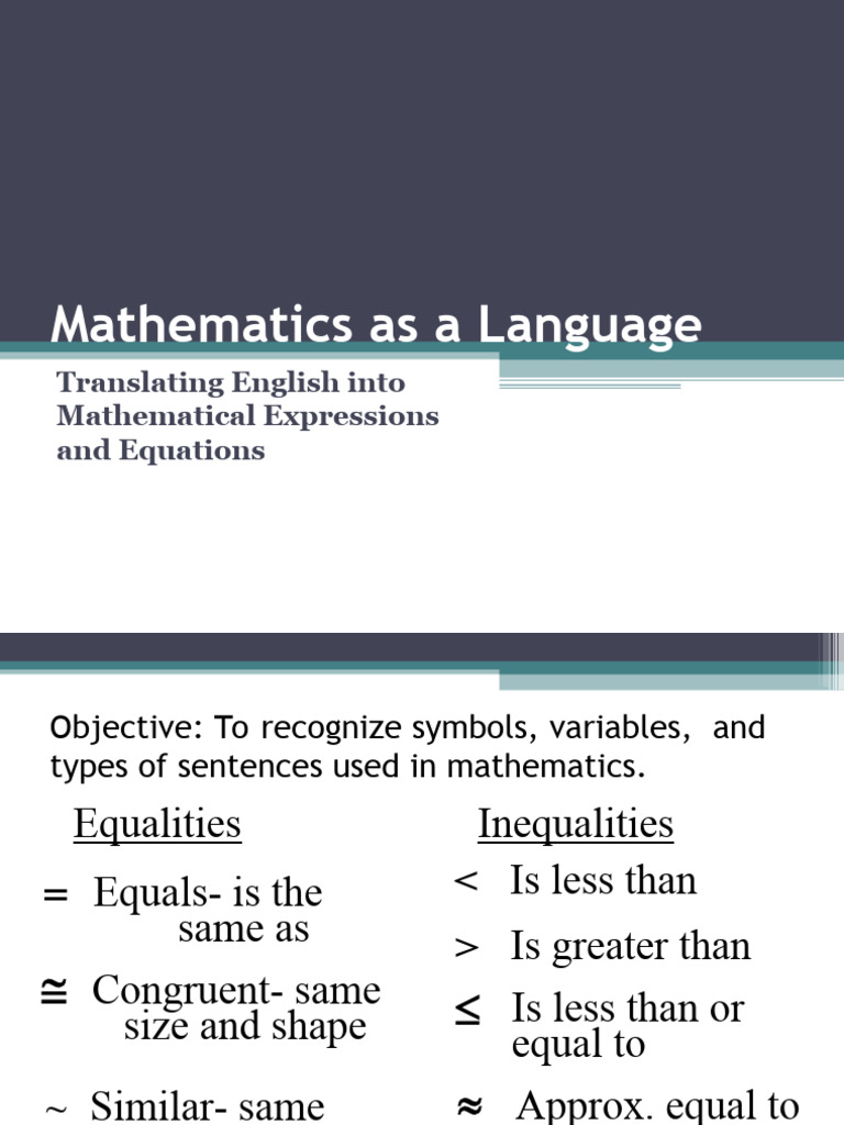 2.2. Mathematics As A Language Part 2 | PDF | Inequality (Mathematics ...