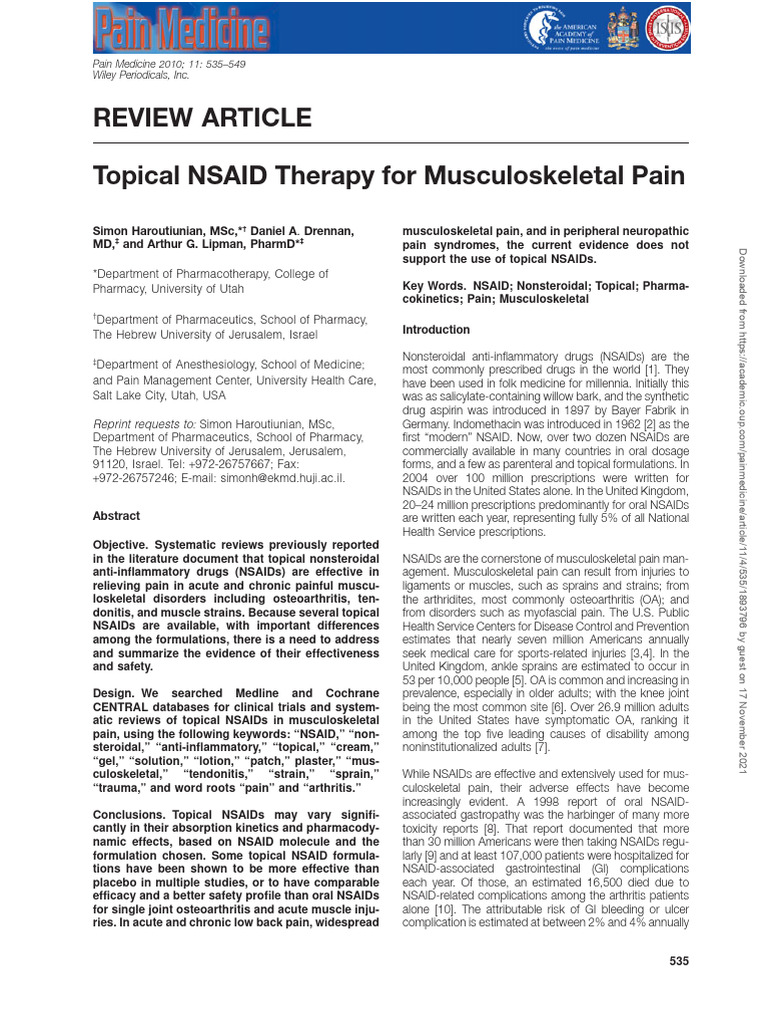 Topical Nsaid | PDF | Nonsteroidal Anti Inflammatory Drug | Topical ...