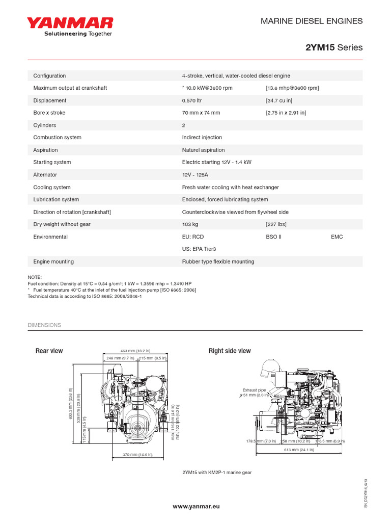 Yanmar-2YM15 Datasheet | PDF | Manual Transmission | Diesel Engine