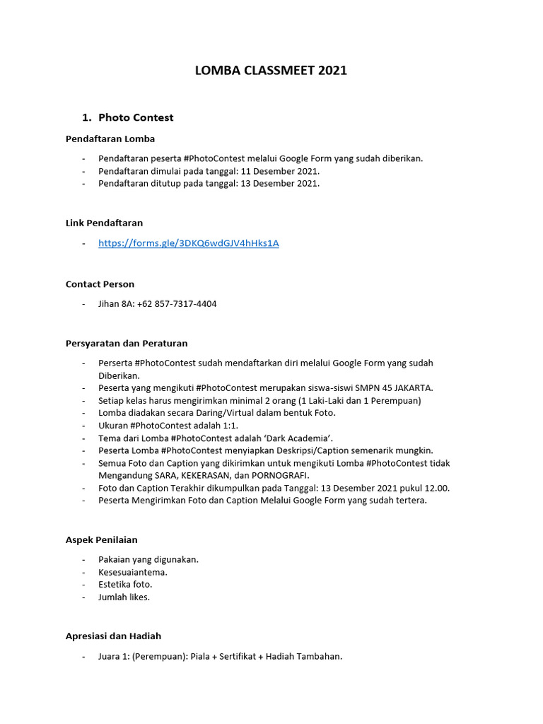 Lomba ClassMeet 2021 | PDF