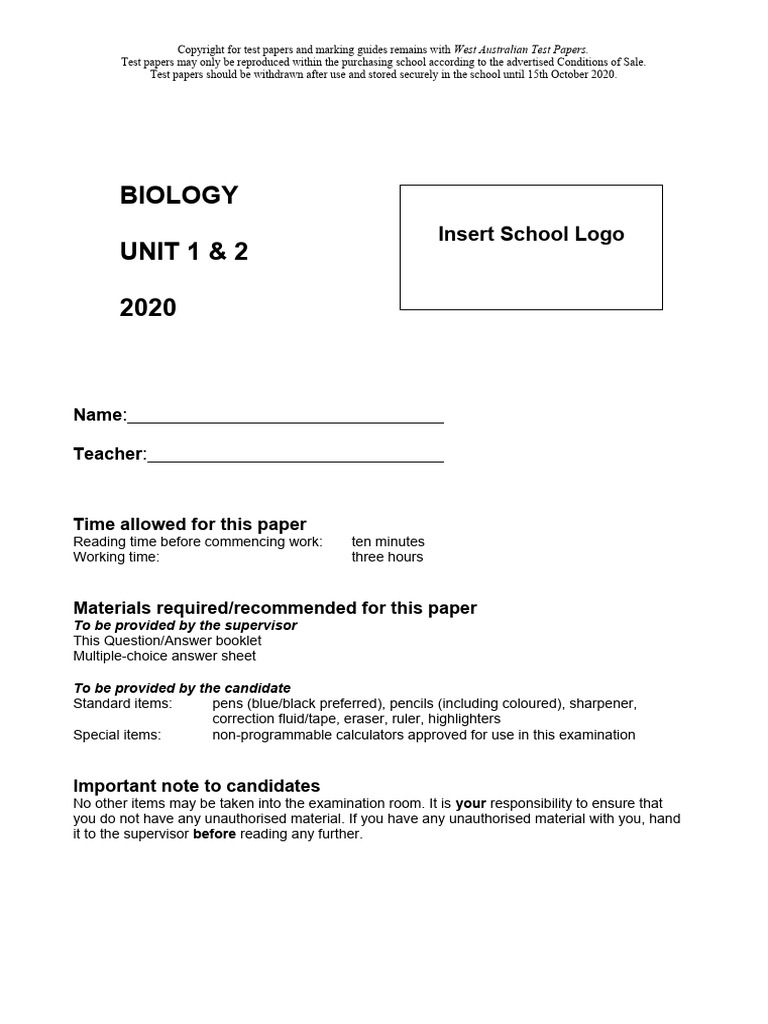 2020 Biology Unit 12 | PDF | Cell (Biology) | Photosynthesis
