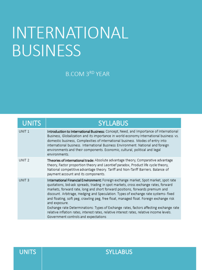 International Business Syllabus Overview | PDF | International Business ...