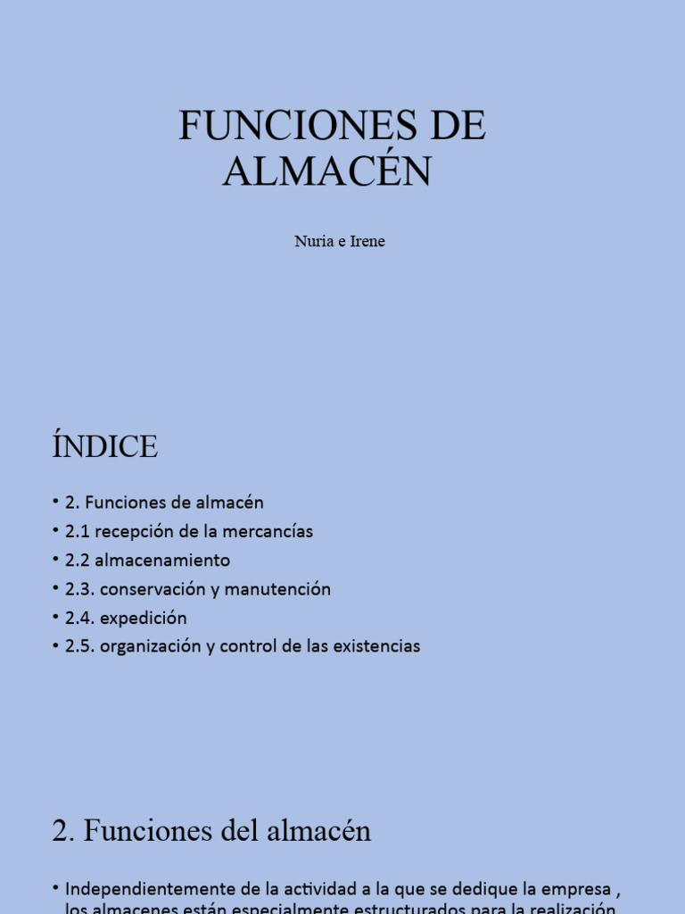 FUNCIONES DE ALMACÃ - N Tecal | PDF | Almacén | Business