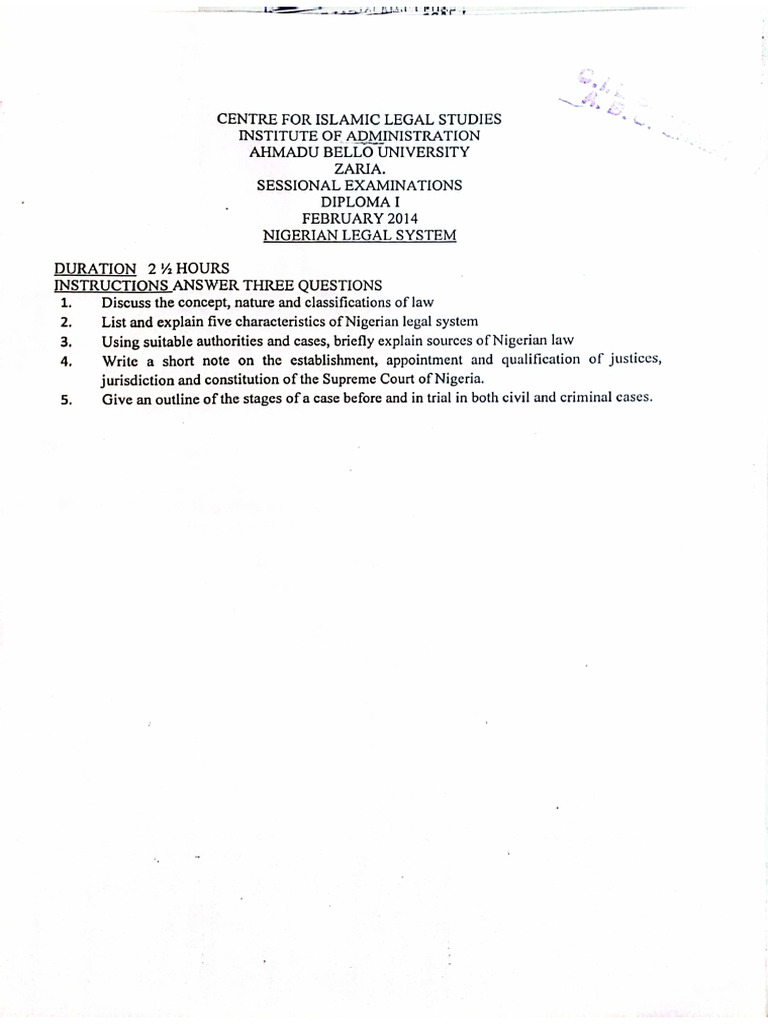 Past Questions Diploma 1 | PDF